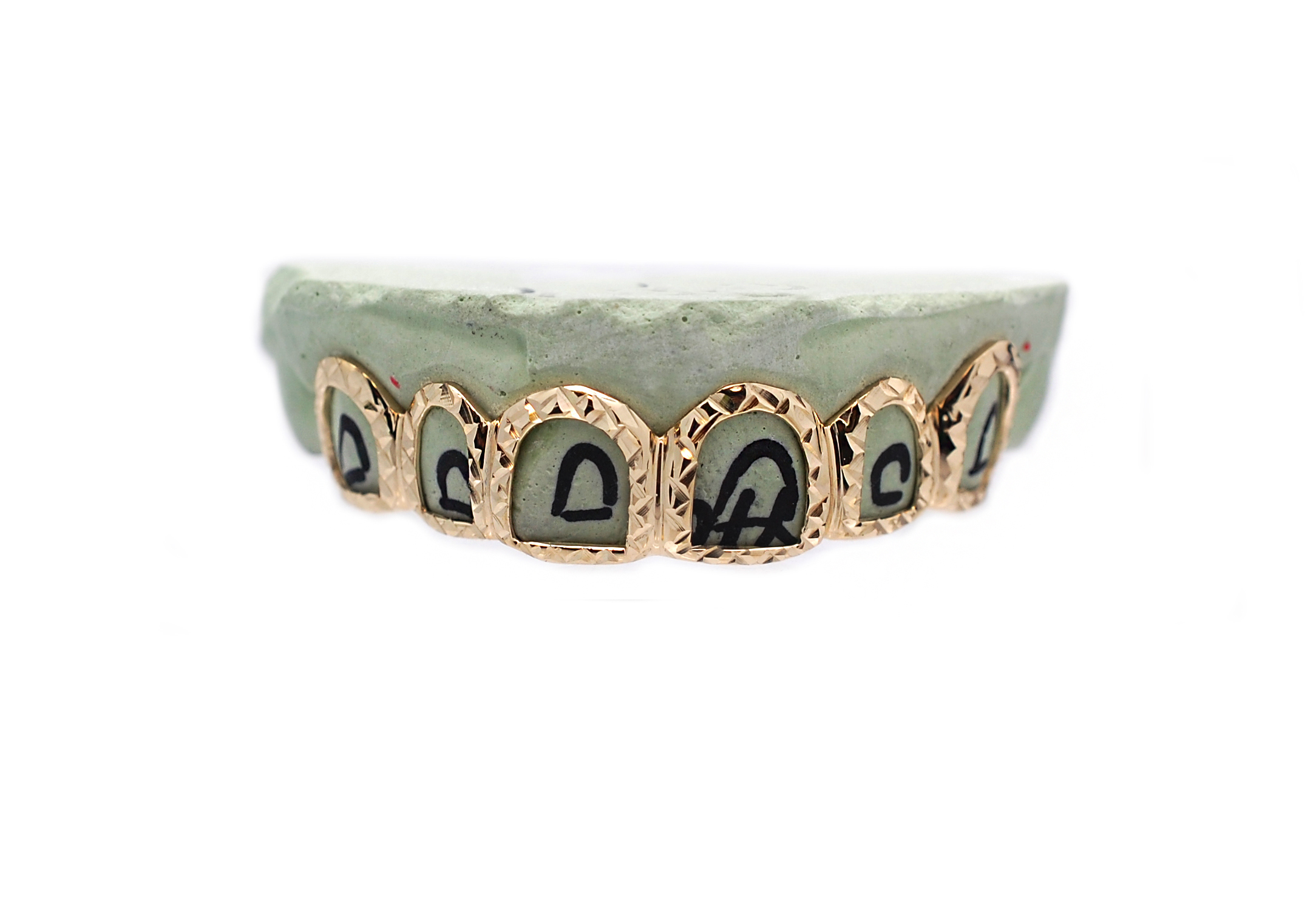 White Gold Diamond Cut Open Face Window Grillz | GotGrillz